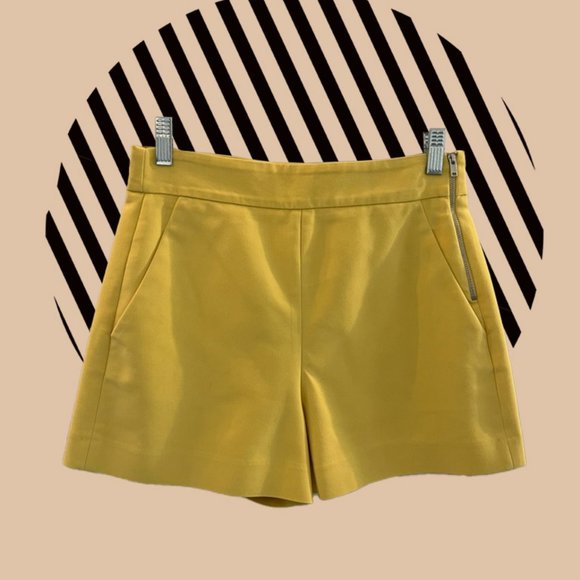 Zara | Shorts | Zara Yellow Shorts With Metal Side Zipper | Poshmark
